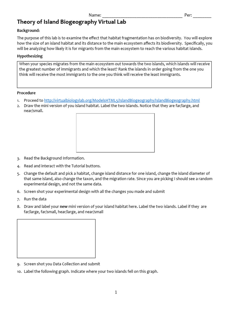 Theory of Island Biogeography Virtual Lab | PDF | Biogeography | Habitat