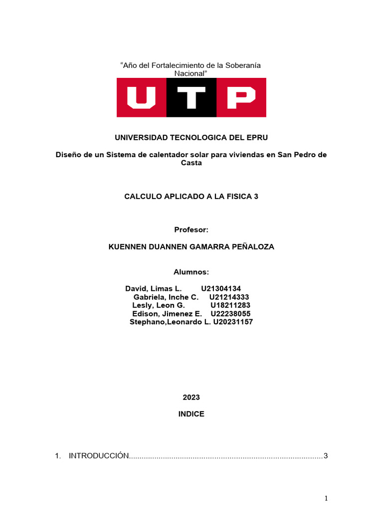 Proyecto Final Sistema de Calentador Solar - Caf 3 | Descargar gratis PDF | Energía solar | Uso ...