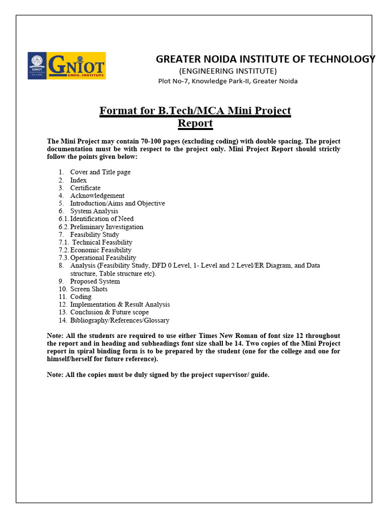 B.Tech/MCA Mini Project Guide | PDF | Art