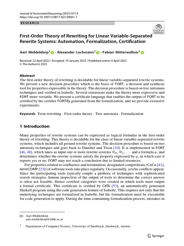 First-Order Theory of Rewriting For Linear Variable-Separated Rewrite Systems: Automation ...