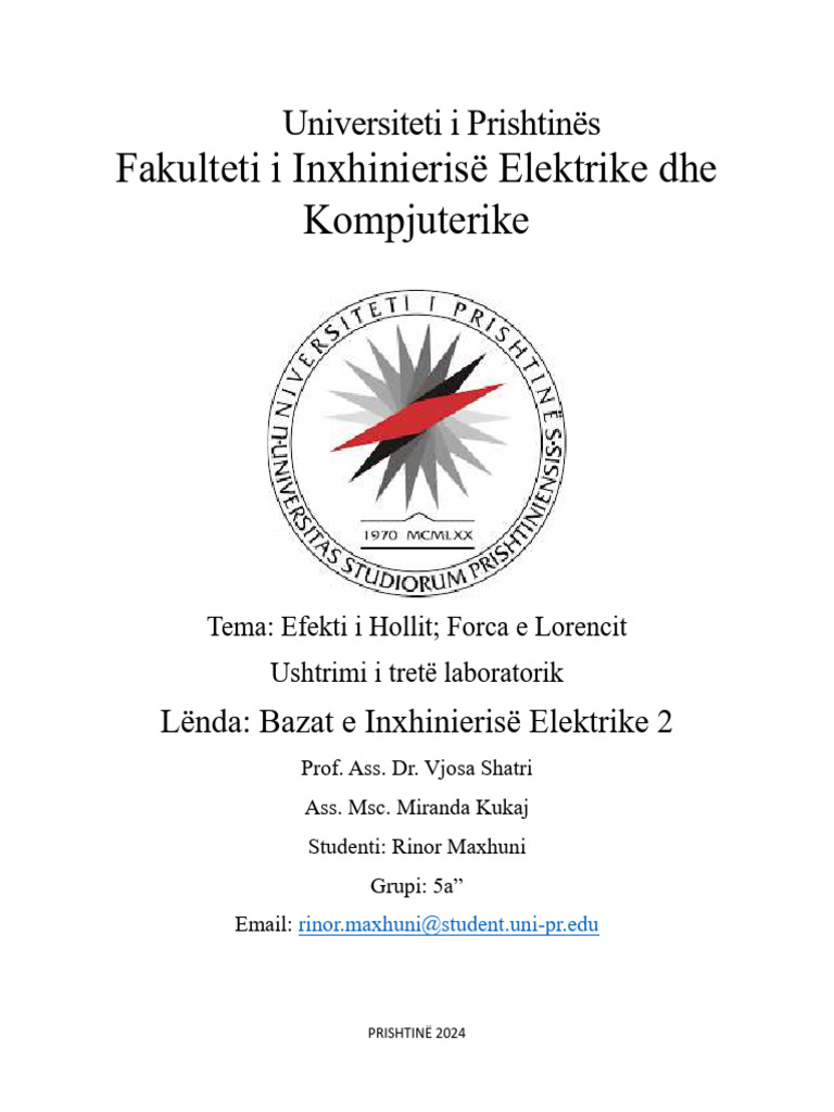 Fakulteti I Inxhinierisë Elektrike Dhe Kompjuterike: Universiteti I Prishtinës | PDF