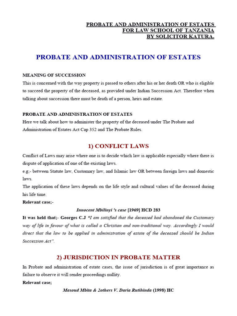 Probate Administration of Estates and TR | PDF | Probate | Will And ...