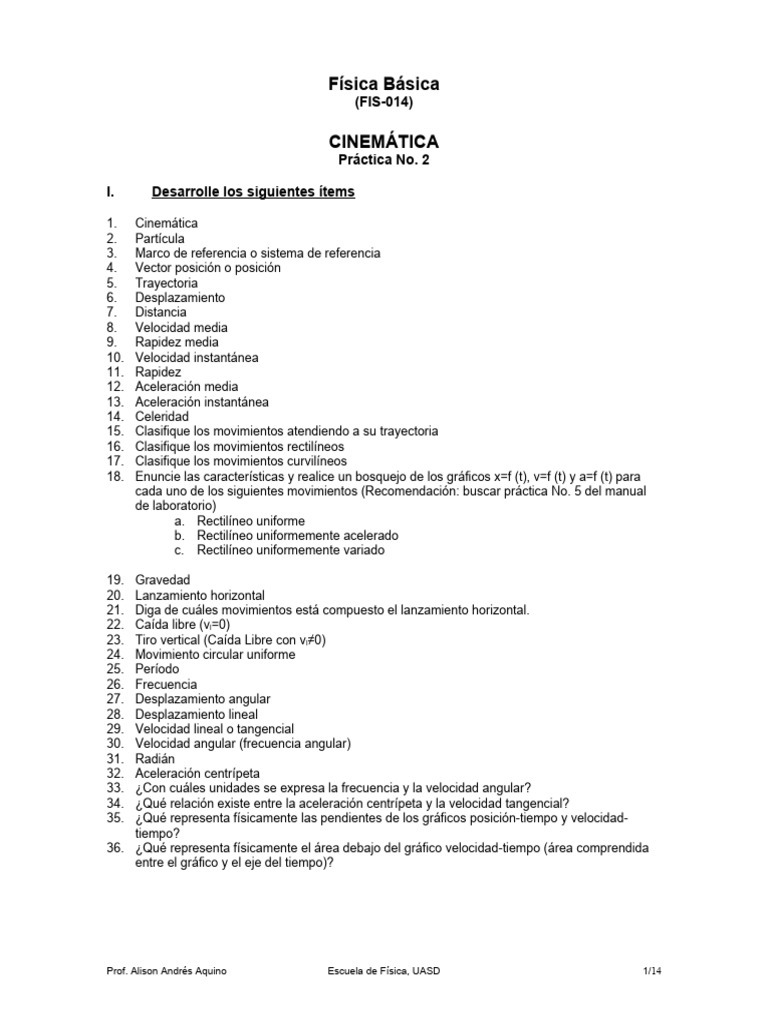 Cinemàtica (Pràctica) | PDF | Velocidad | Aceleración
