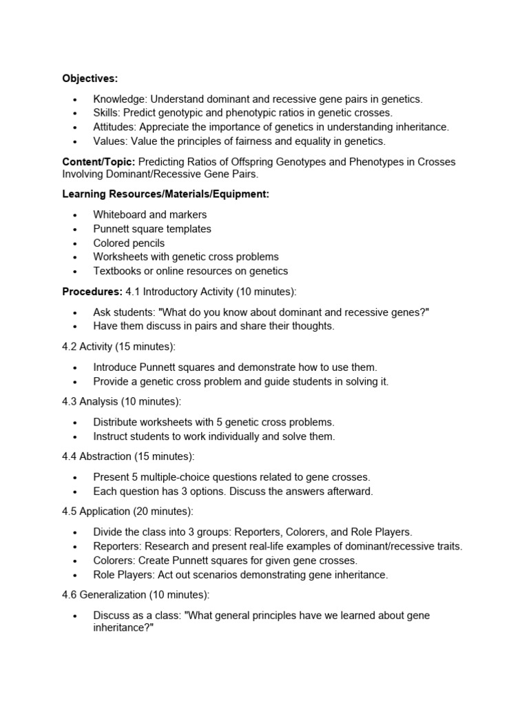 Predicting Ratios of Offspring Genotypes and Phenotypes in Crosses ...