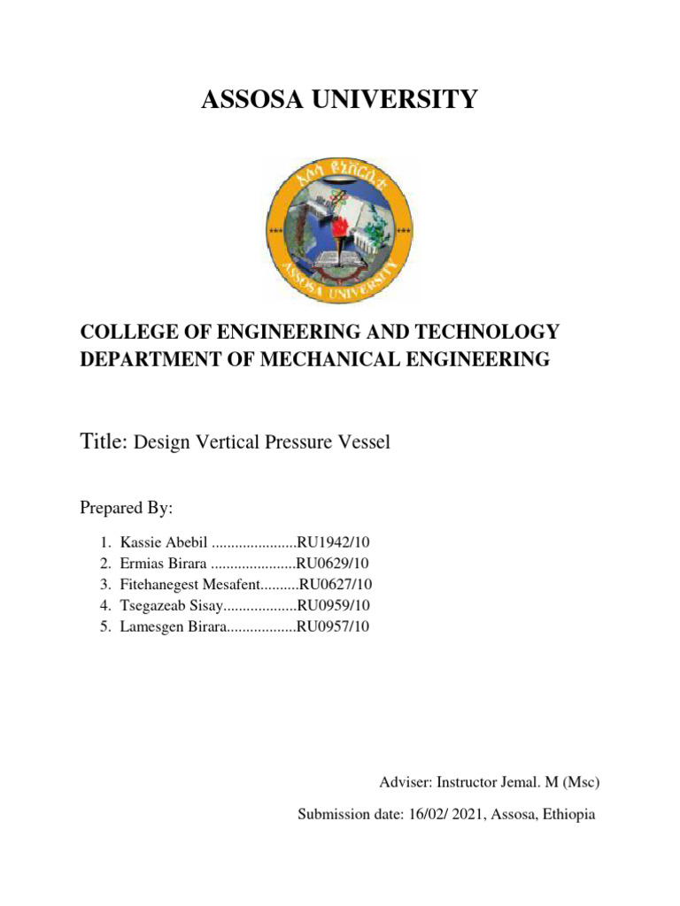 Vertical Pressure Vessel Design | PDF | Mechanical Engineering ...