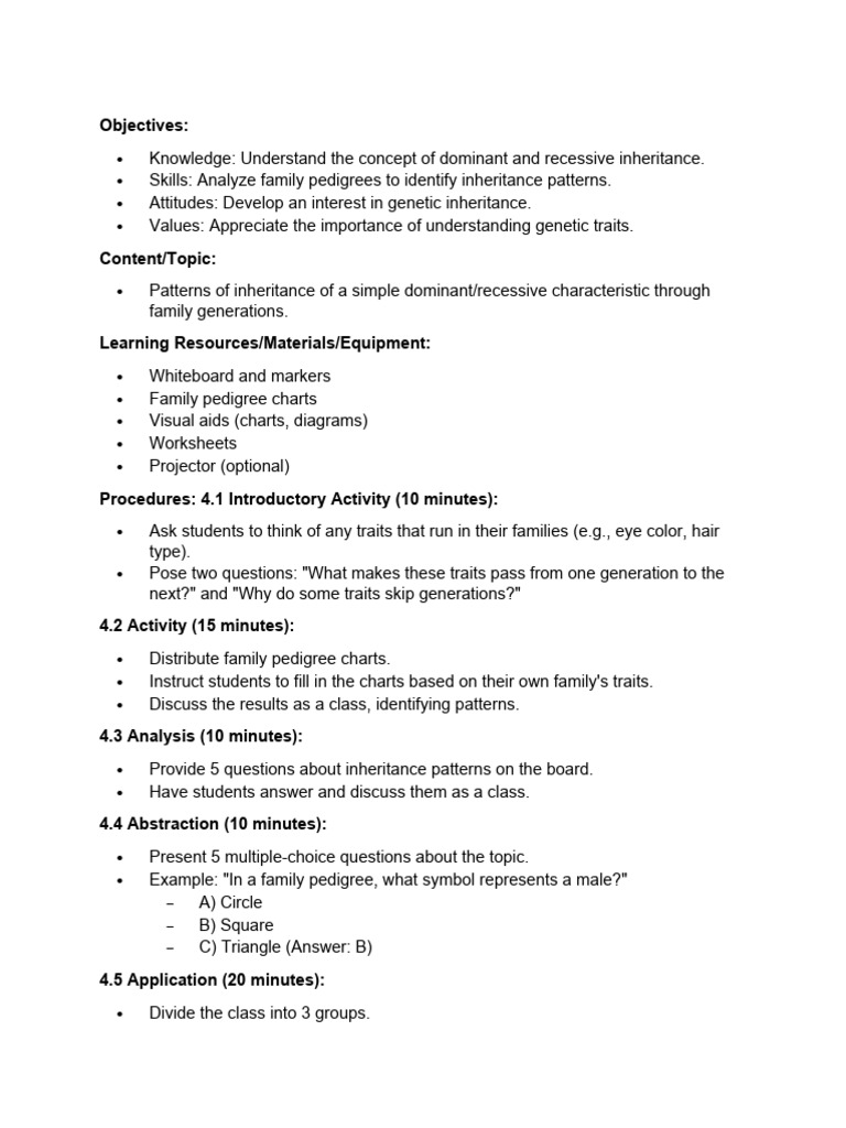 Inheritance Patterns in Family Pedigrees | PDF | Dominance (Genetics ...