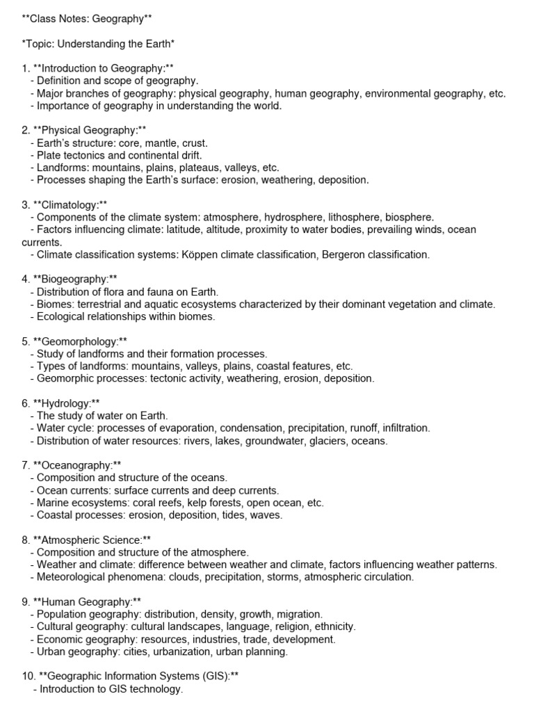 Geography Notes | PDF | Earth Sciences | Geography