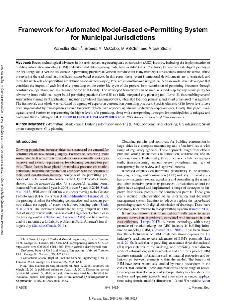 17-Framework For Automated Model-Based E-Permitting System | PDF | Building Information Modeling ...