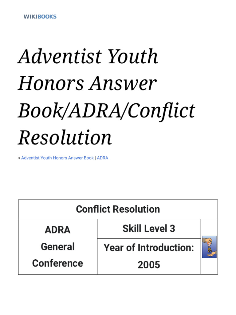 ADRA Conflict Resolution Honor Guide | PDF | Seventh Day Adventist ...