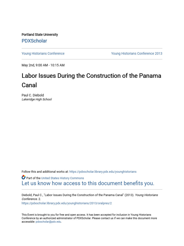 Labor Issues During the Construction of the Panama Canal | PDF | Panama ...