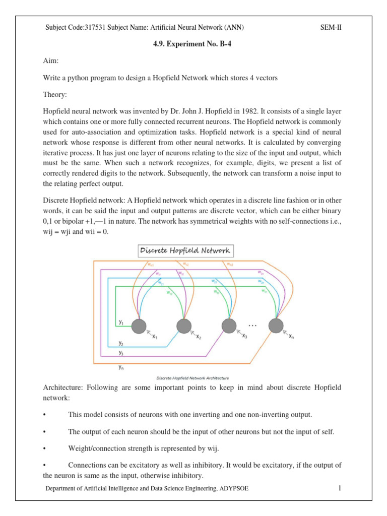 Hopfield Network Design in Python | PDF | Artificial Neural Network | Theoretical Computer Science