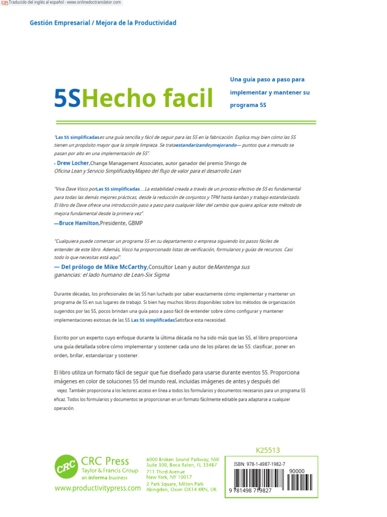 Ilide - Info 5s Made Easy A Step by Step Guide To Implementing and Sustaining Your 5s Progr PR ...