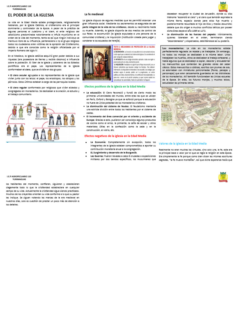 Ficha - CC - SS 2do - 1 - Poder de La Iglesia | PDF | Iglesia Católica ...