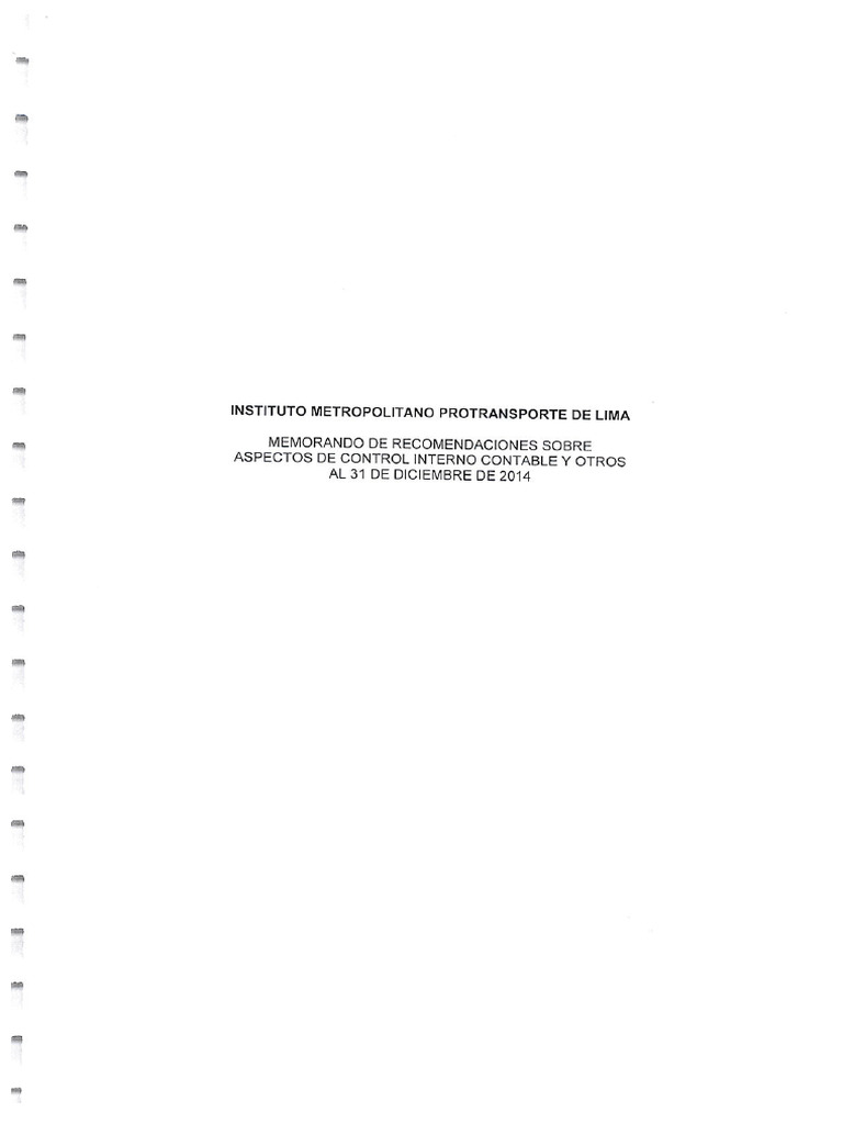 Memo de Recomendaciones Sobre Aspectos de Control Interno Contable 2014 - BKR Santivañez Guarniz ...