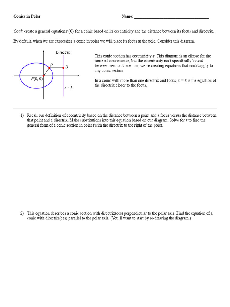 Conics in Polar Rev 2022 | PDF | Ellipse | Analytic Geometry