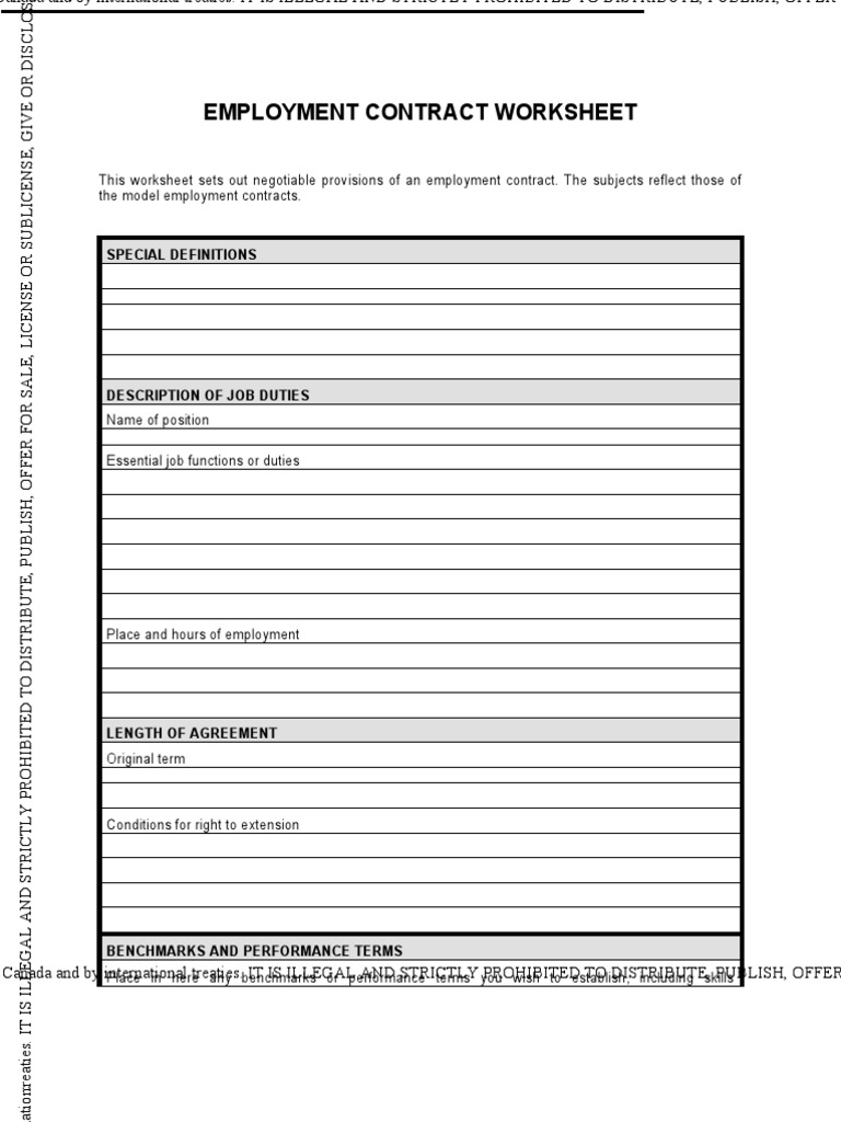 Employment Contract Worksheet | PDF | Employment | Copyright