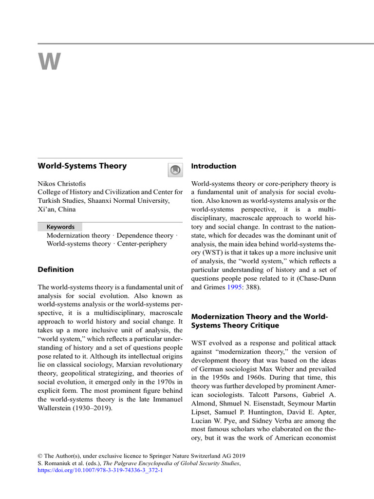 World-Systems-Theory | PDF | World Systems Theory | Modernization Theory
