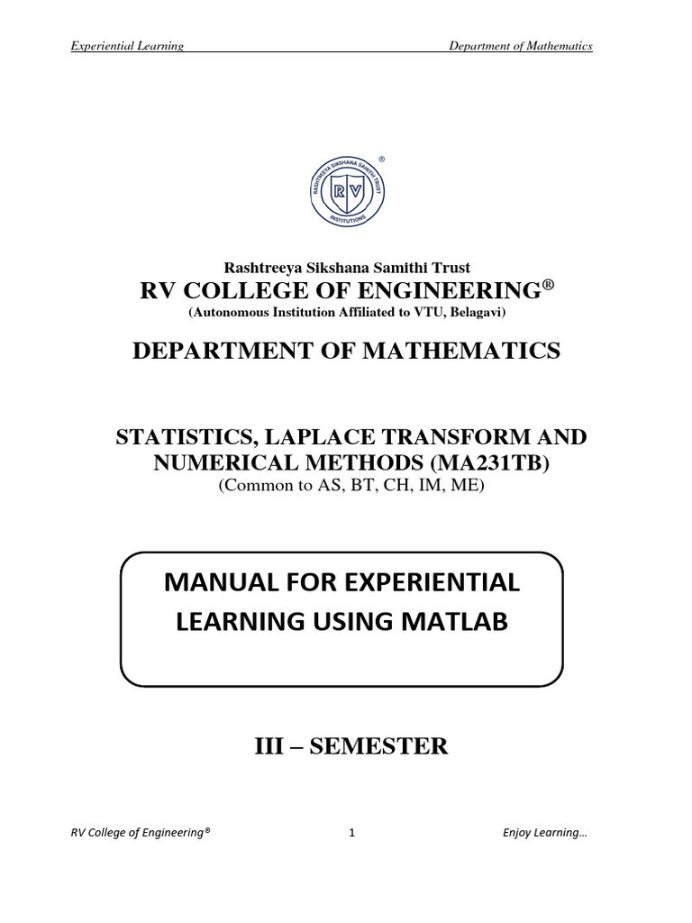 Matlab Manual | PDF | Laplace Transform | Electrical Network