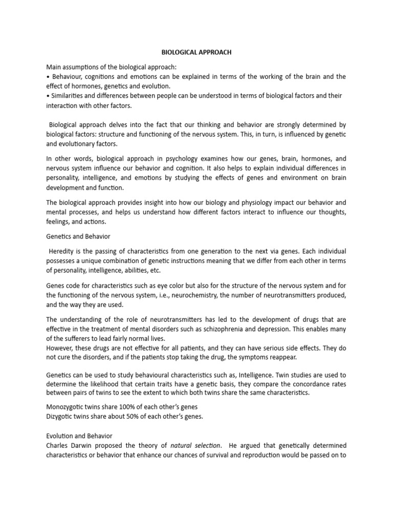 SUMMARY Notes Biological Approach | PDF | Rapid Eye Movement Sleep ...