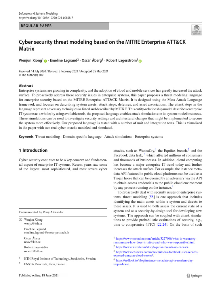 Cybersecurity Threat Modeling with MITRE | PDF | Malware | Security