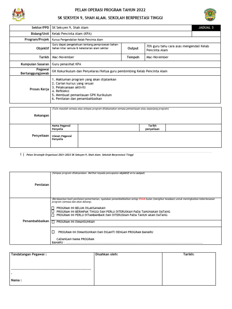 Jadual 3 Kelab Pencinta Alam 2022 | PDF