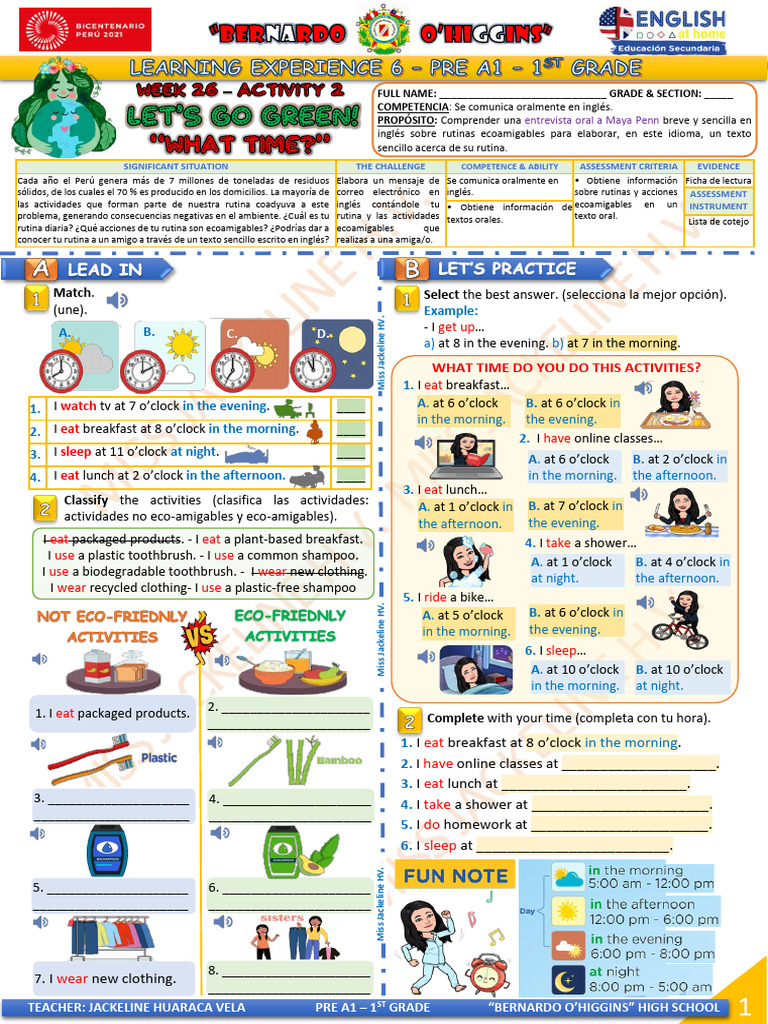 1° PRE A1 - EDA 6 - ACT 2 - Semana 26 | PDF