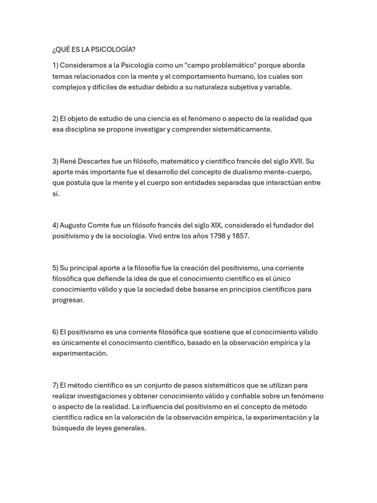 QUE ES LA PSICOLOGIA | PDF | Sicología | Positivismo