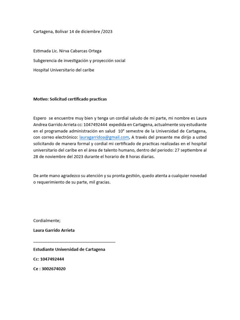 carta solicitud de practicas | PDF