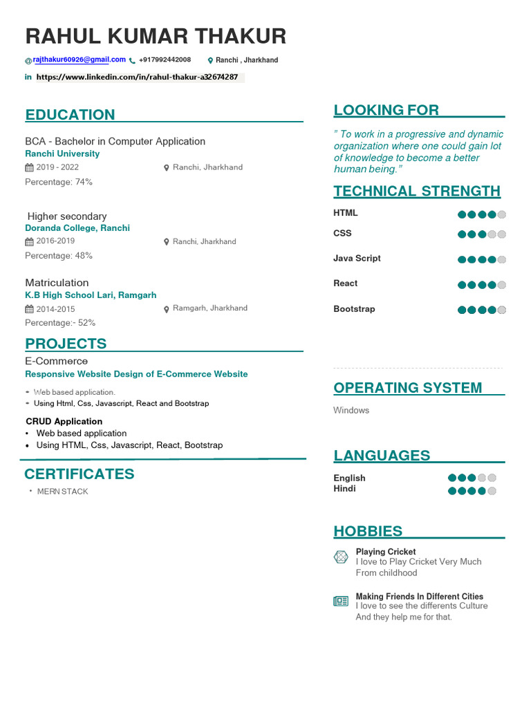 Rahul Thakur | PDF | Bootstrap (Front End Framework) | Java Script