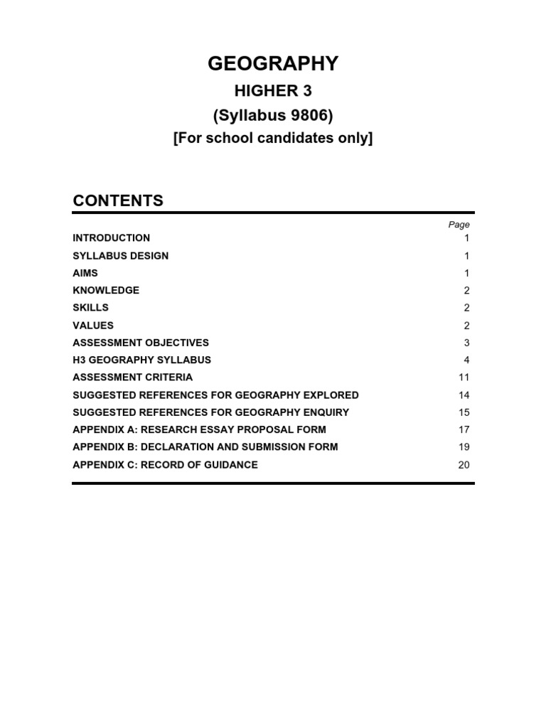 ALEVEL-Geography Exam Format and Syllabus | PDF | Geography | Essays