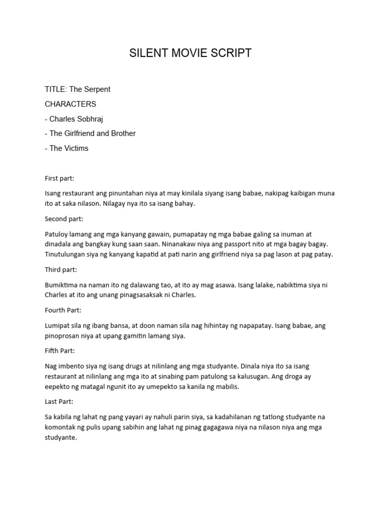 Silent Movie Script | PDF