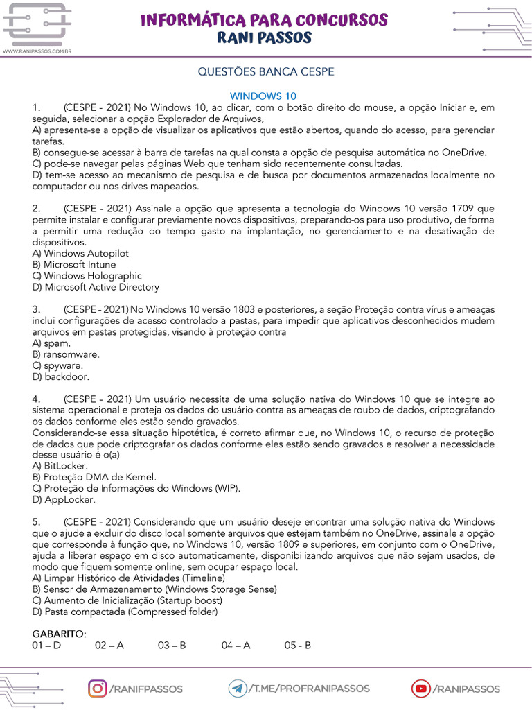 Aula de Questões PCPB | PDF