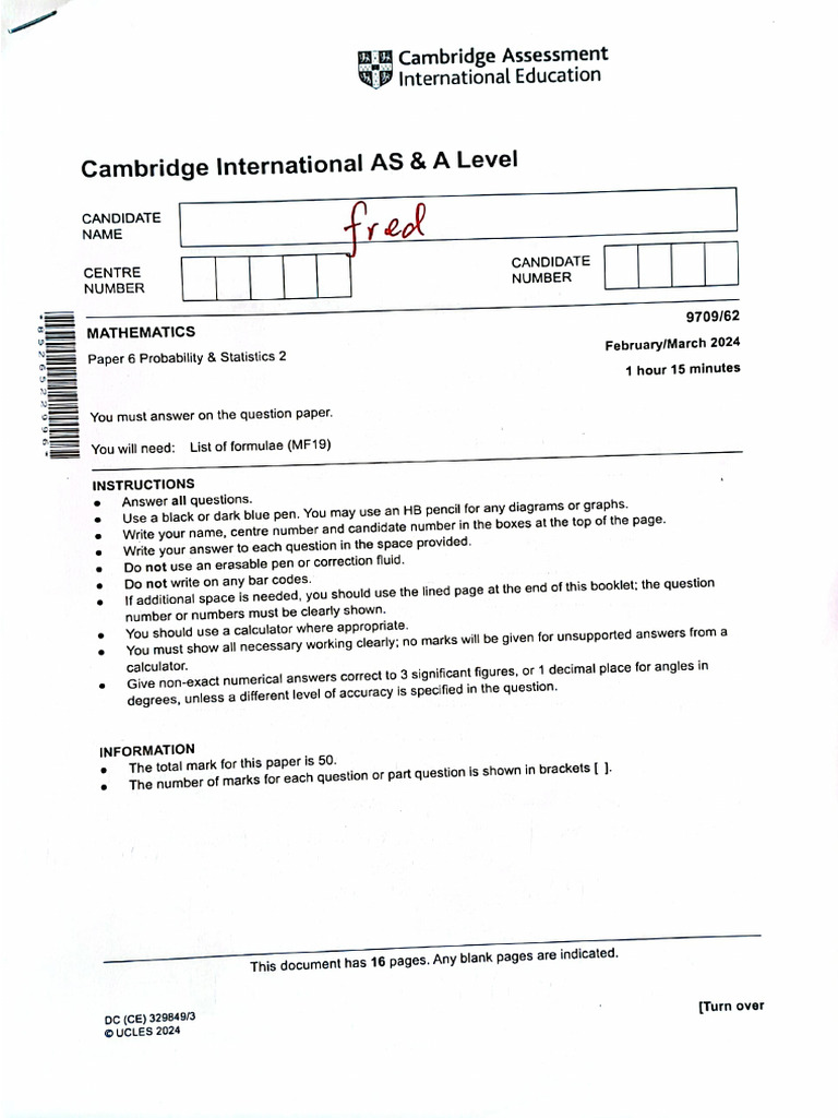 CAIE March 2024 PP 6 2 Solved | PDF