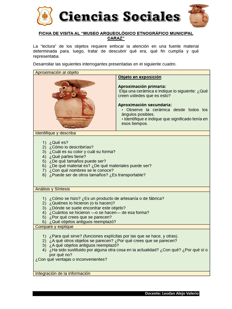 Ficha de Visita Al Museo 2 | PDF | Hogar, jardinería y bricolaje | Arte