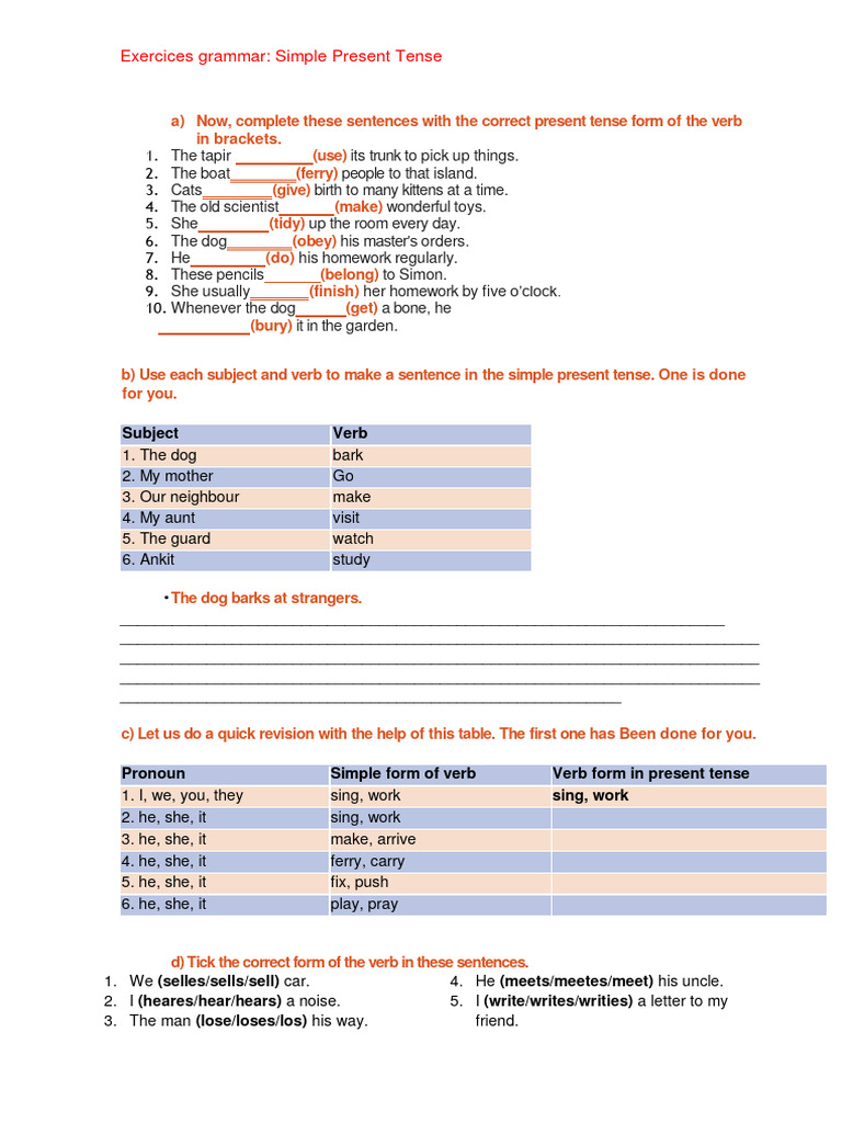 Exercícios para Impressão | PDF | Subject (Grammar) | Language Mechanics