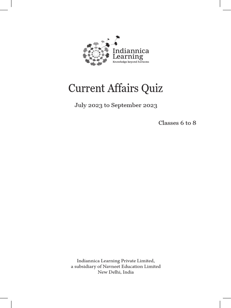 Current Affairs Booklet-6 To 8 | PDF | Bharatiya Janata Party