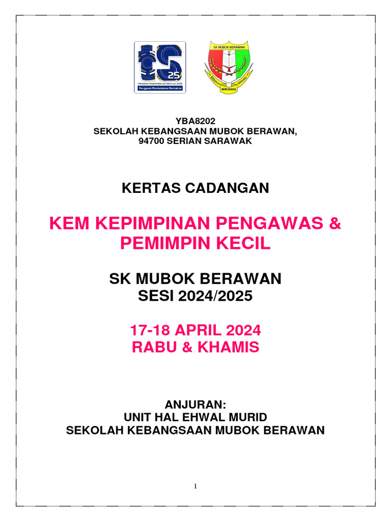 Kertas Kerja Kem Pengawas 2024 2025 | PDF