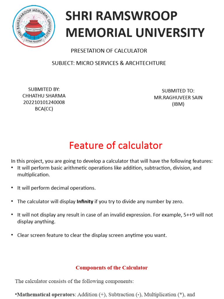 Presentation Calculator Project | PDF | Calculator | Multiplication