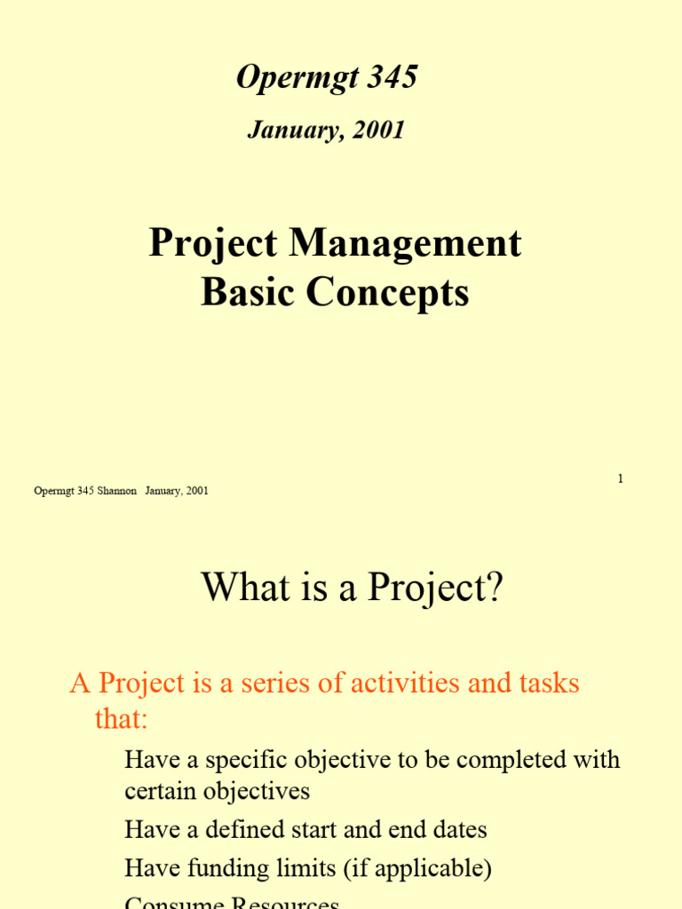 Opermgt 345: Project Management Basic Concepts | PDF | Project Management | Business