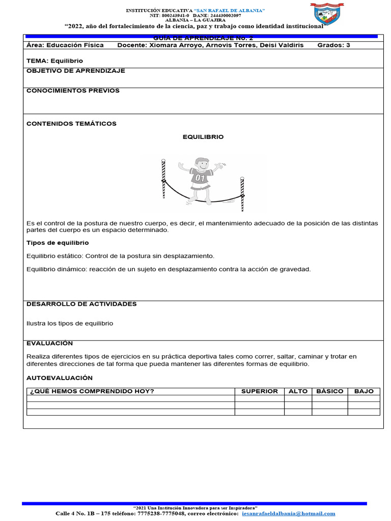 Guía Educación Física Grado 3° | PDF
