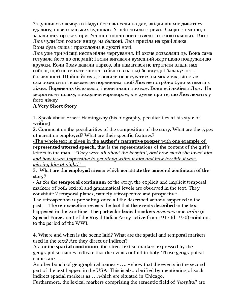 A Very Short Story | PDF | Plot (Narrative) | Love