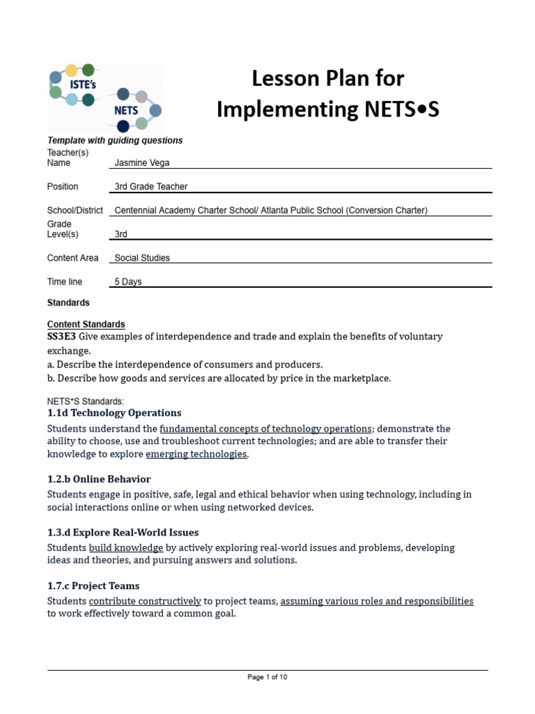 Vega Lessonplantemplate-Iste-2022 | PDF | Learning | Simulation