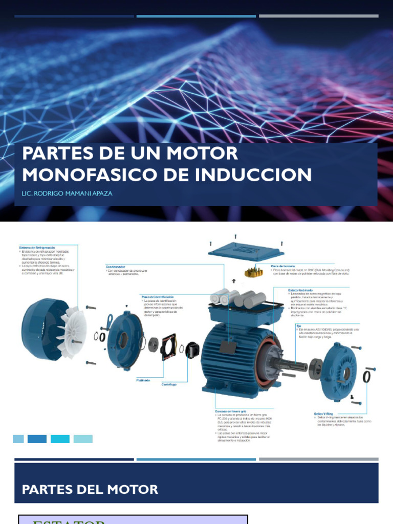 PARTES DE UN MOTOR MONOFASICO DE INDUCCION (Presentacion #3) | PDF ...