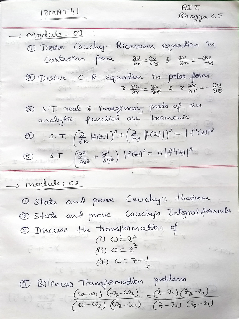 18MAT41 - Important Topics | PDF