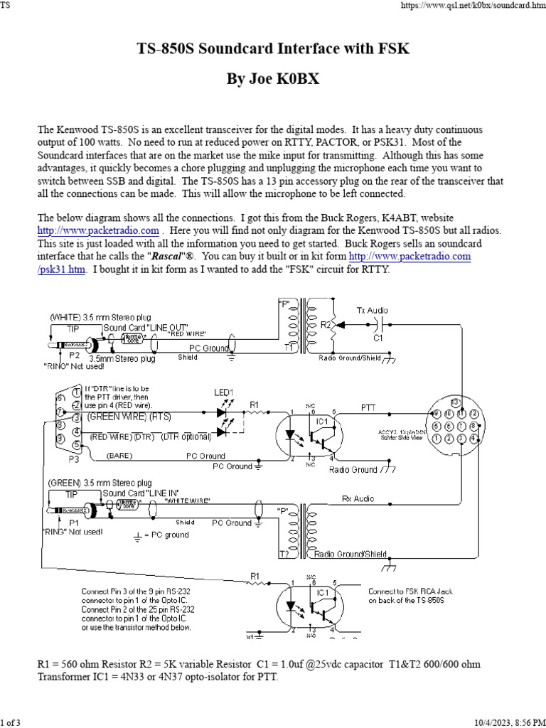 TS850 rtty interface | PDF | Electrical Connector | Electronics