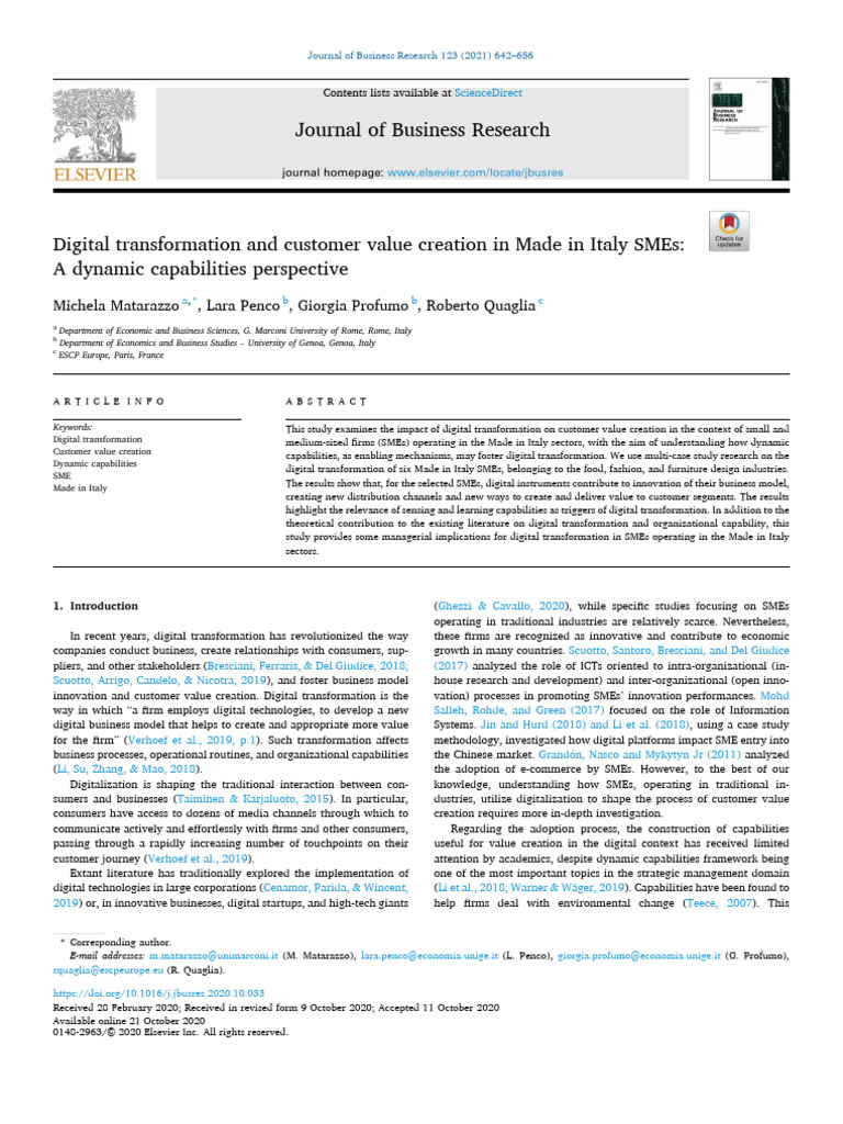 Digital Transformation and Customer Value Creation in Made in Italy ...