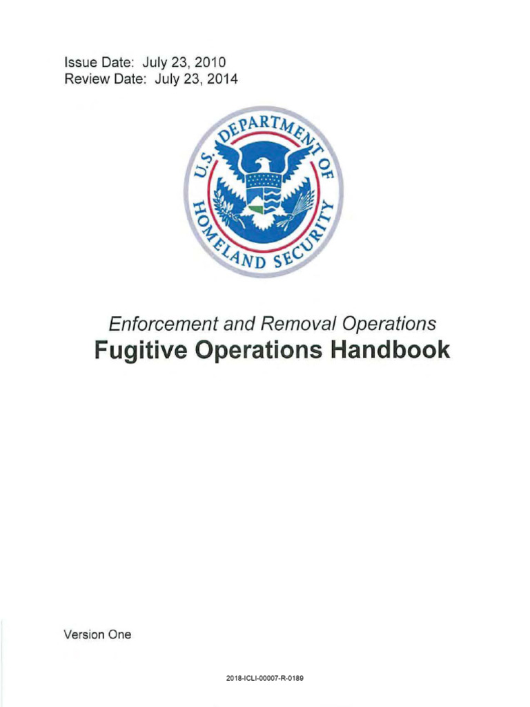 Fugitive Operations Handbook Overview | PDF | U.S. Immigration And ...