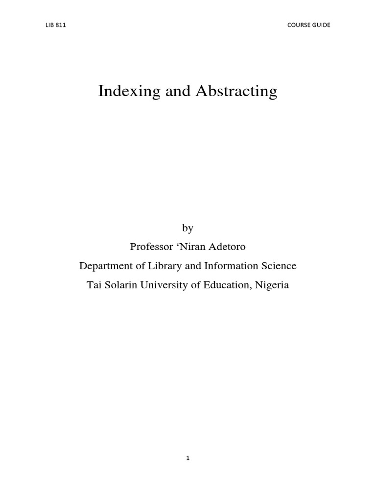 Indexing and Abstracting | PDF | Search Engine Indexing | Abstract ...
