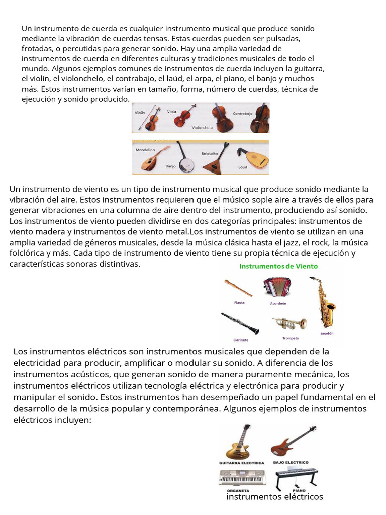 Un Instrumento de Cuerda Es Cualquier Instrumento Musical Que Produce ...