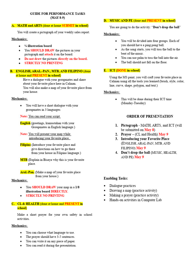 Guide For Performance Tasks | PDF | Human Communication